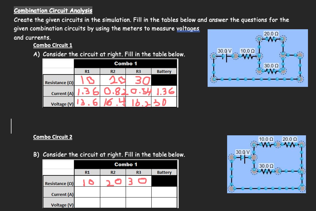 Solved Combination Circuit Analysis Create the given | Chegg.com Solved Combination Circuit Analysis Create the given | Chegg.com