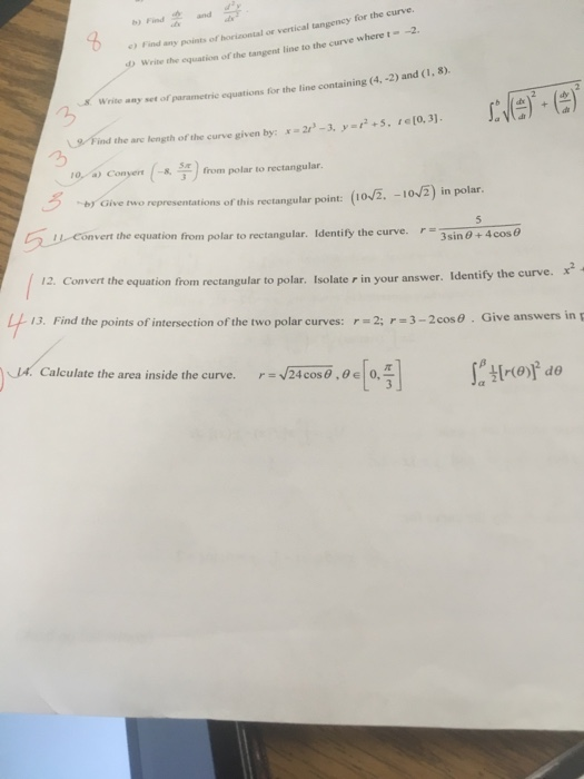 Solved b)Find points of horizontal or vertical tangency for | Chegg.com