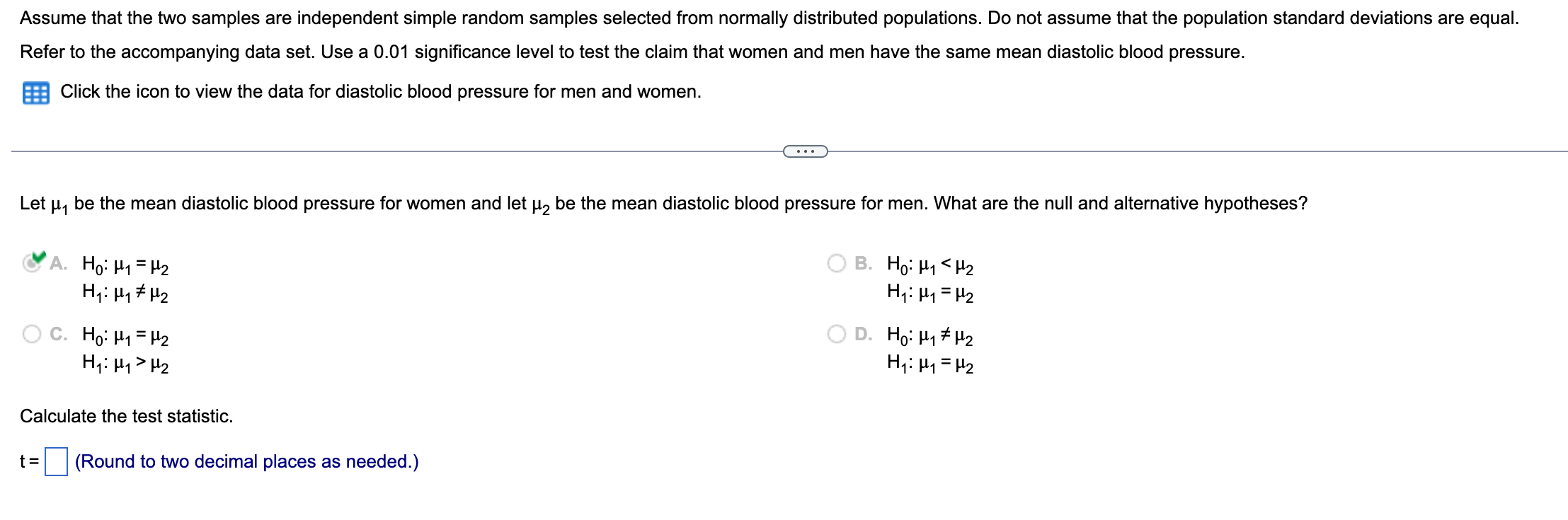 Solved Assume that the two samples are independent simple | Chegg.com