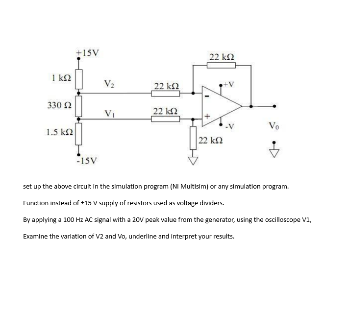 Solved 2- Measure the voltages V1, V2 and Vo. | Chegg.com