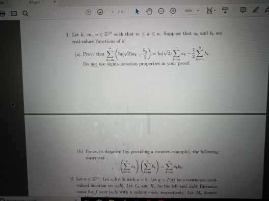 Solved Atpdf 1. Let k, m, n E Z2" such that m sksn. Suppose | Chegg.com