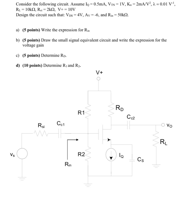 Solved Consider the following circuit. Assume I_Q = 0.5mA, | Chegg.com