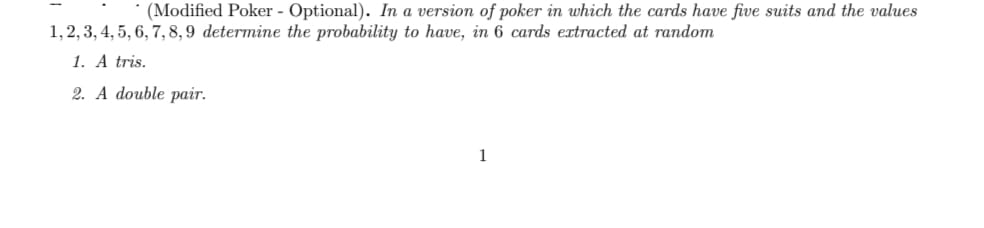 Solved (Modified Poker - Optional). In a version of poker in | Chegg.com