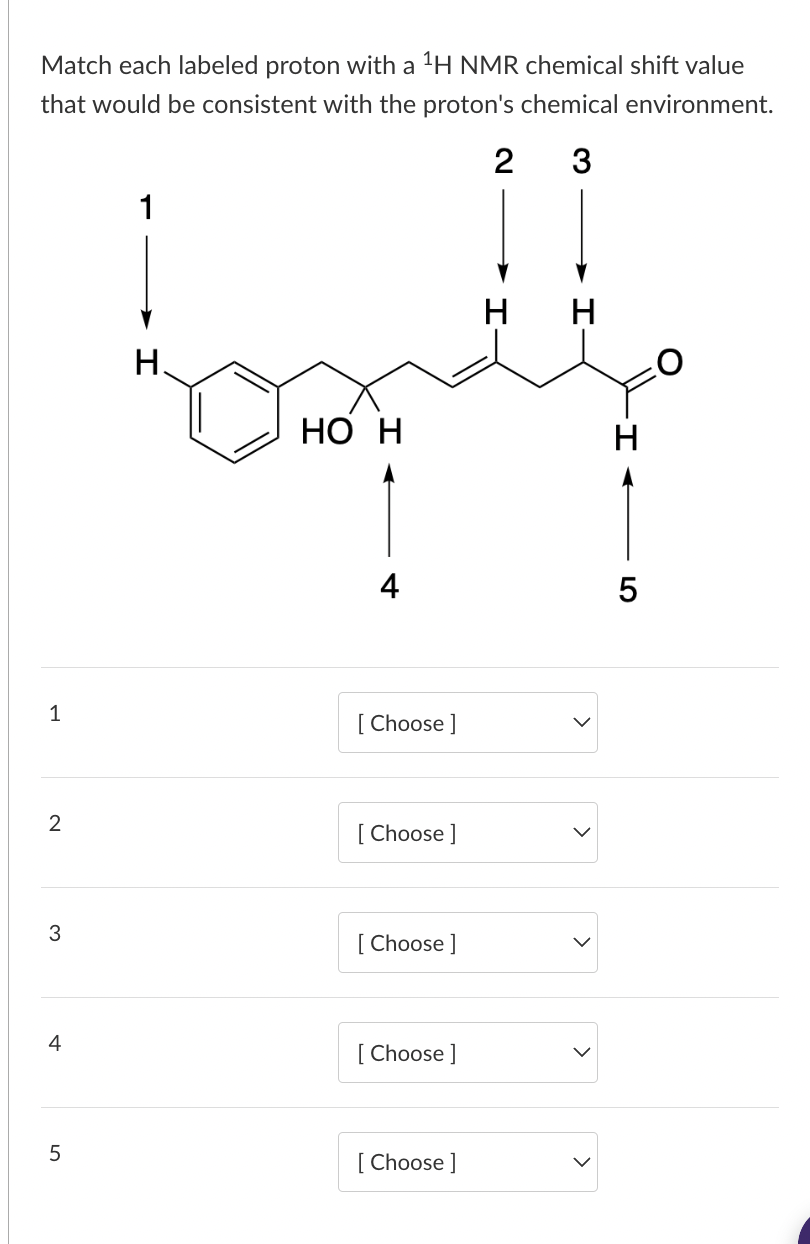 Match each labeled proton with a 1H NMR chemical | Chegg.com