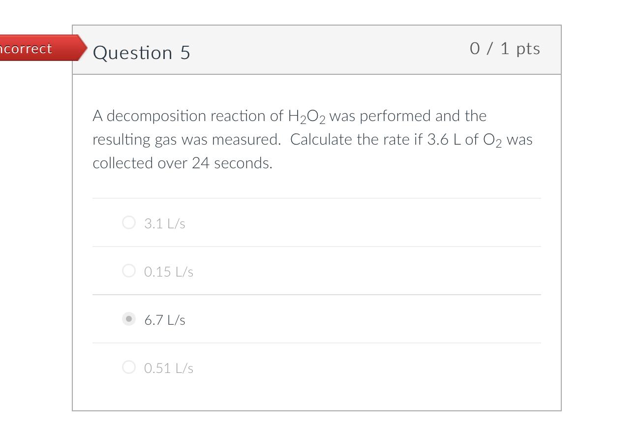 Solved A decomposition reaction of H2O2 was performed and | Chegg.com