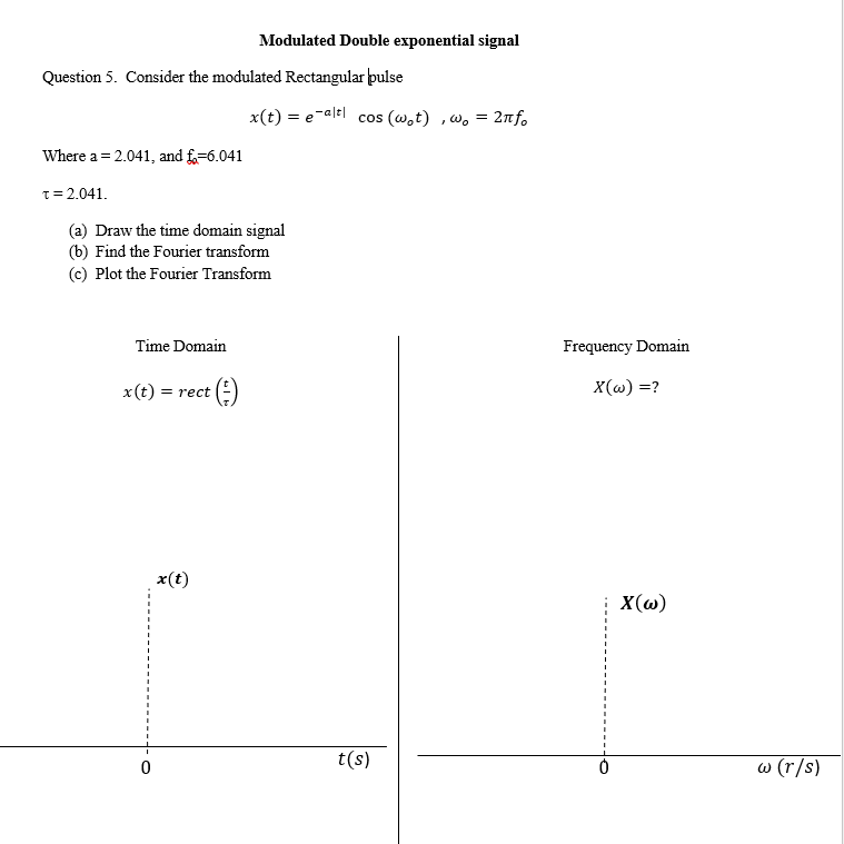 Solved Modulated Double exponential signal Question 5. | Chegg.com Solved Modulated Double exponential signal Question 5. | Chegg.com