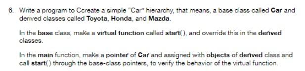 Solved 6. Write a program to Ccreate a simple Car" | Chegg.com