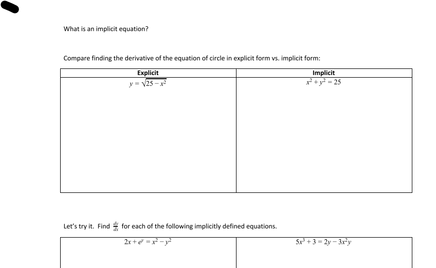 Solved What is an implicit equation? Compare finding the | Chegg.com