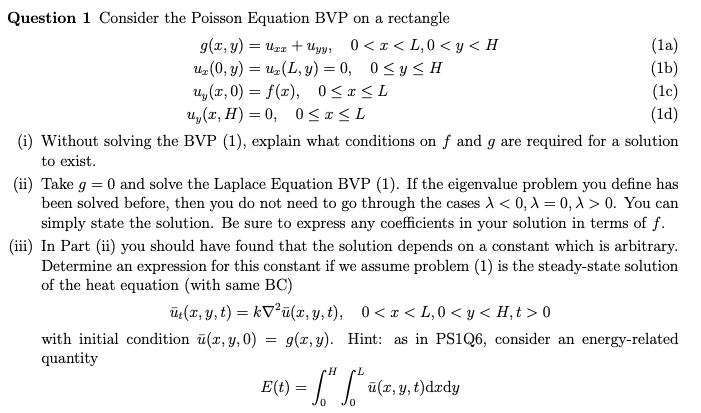 Solved Question 1 Consider the Poisson Equation BVP on a | Chegg.com
