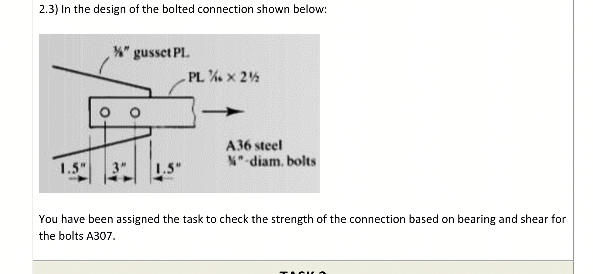 Solved g2.3) ﻿In the design of the bolted connection shown | Chegg.com