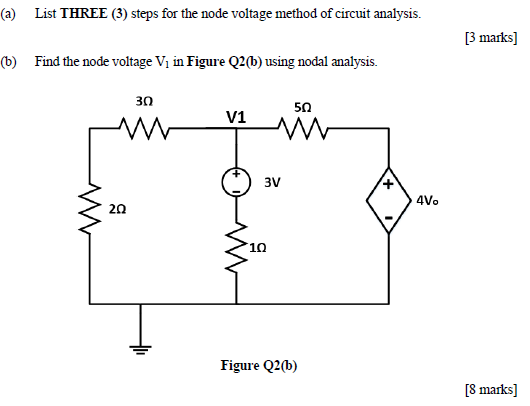 (a) List THREE (3) steps for the node voltage method | Chegg.com