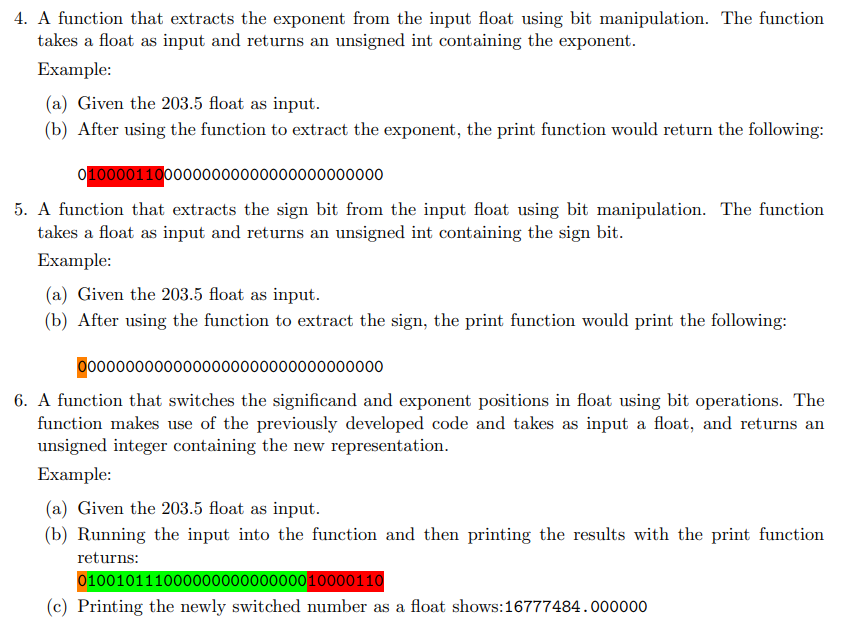 Solved II Floating Point Representation Using Strings | Chegg.com