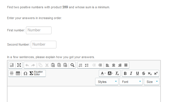 Solved Find two positive numbers with product 289 and whose | Chegg.com