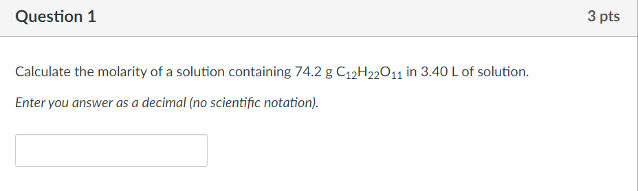Solved Calculate the molarity of a solution containing 74.2 | Chegg.com