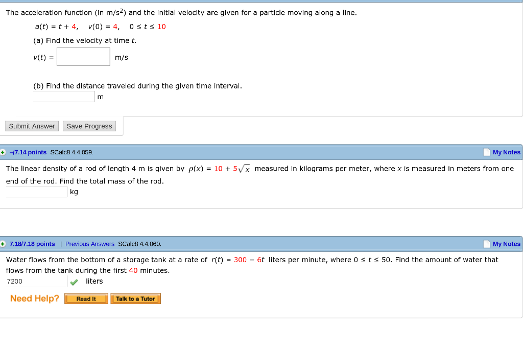 Solved The Acceleration Function in M s2 And The Initial Chegg