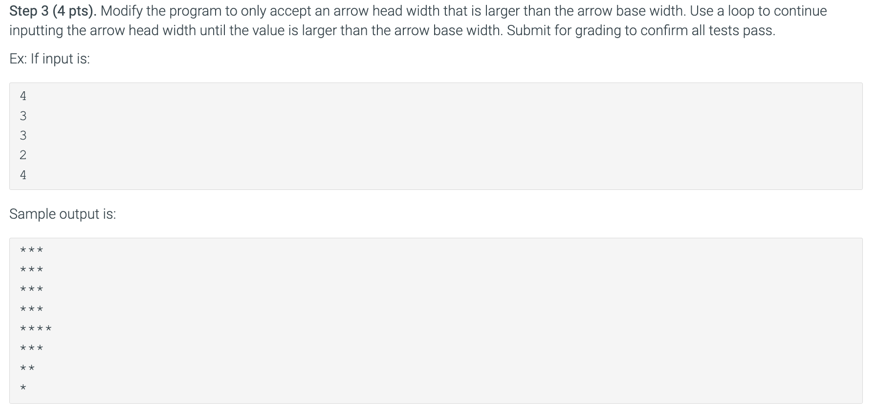 Solved 6.10 LAB*: Program: Drawing a half arrow Program | Chegg.com Solved 6.10 LAB*: Program: Drawing a half arrow Program | Chegg.com
