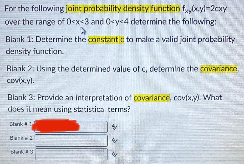 Solved For the following joint probability density function | Chegg.com