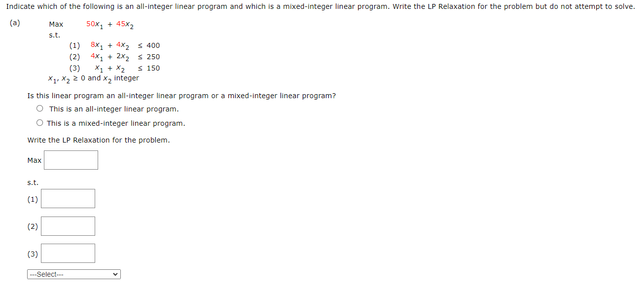 Solved Indicate which of the following is an all-integer | Chegg.com