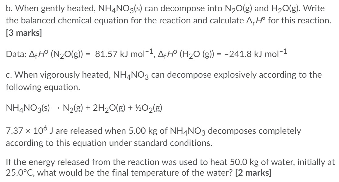 Solved Ammonium nitrate, NH4NO3, is a white, crystalline | Chegg.com