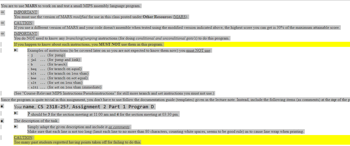 Solved ou are to use MARS to work on and test a small MIPS | Chegg.com