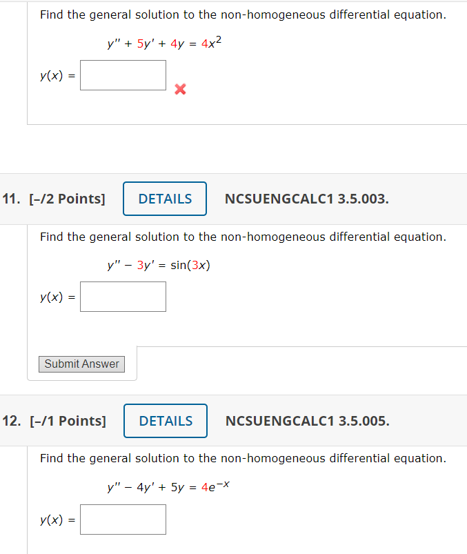 Solved Find the general solution to the non-homogeneous | Chegg.com
