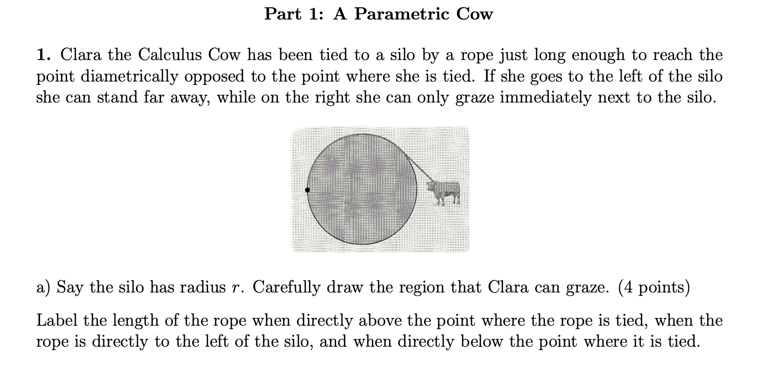 Solved Part 1: A Parametric Cow 1. Clara the Calculus Cow | Chegg.com