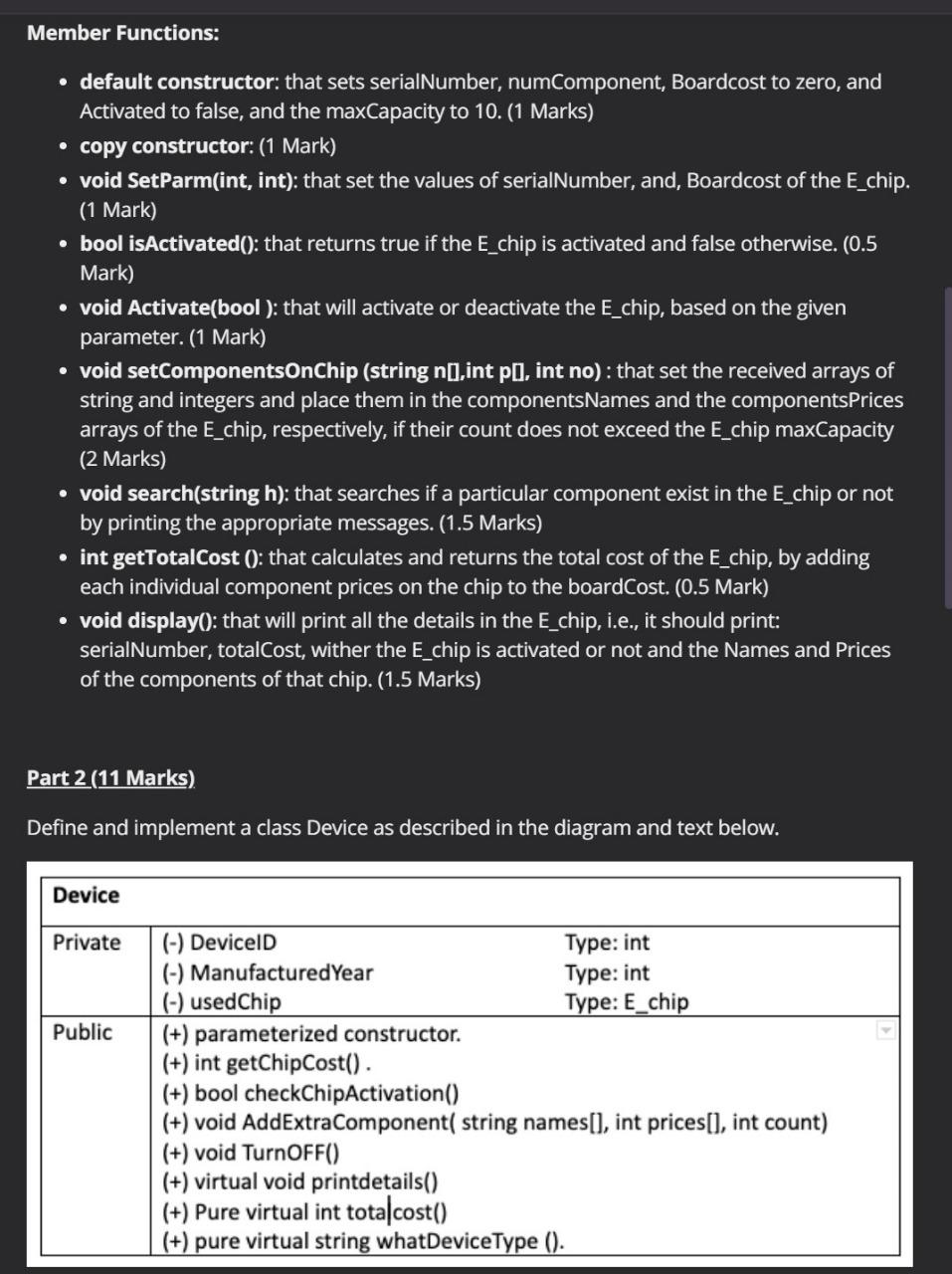 Solved Description Part 1 (12 Marks) Define and implement a | Chegg.com