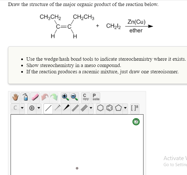 Solved alkene reactions: hydrogenation and carbene reaction | Chegg.com