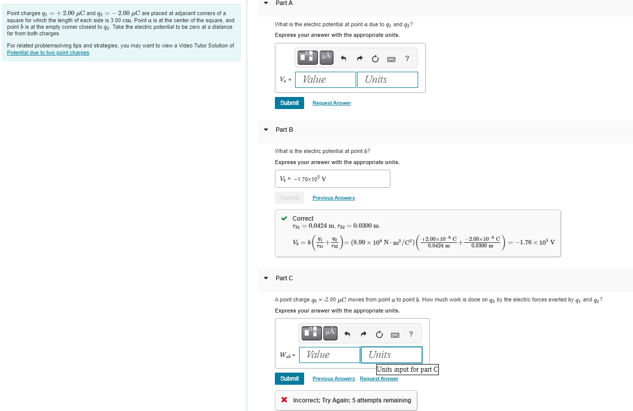 Solved Point charges q1=+2.00μC ﻿and q2=-2.00μC ﻿are placed | Chegg.com