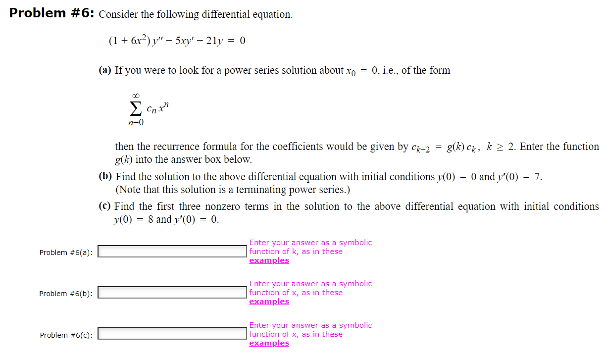 Solved Problem \#6: Consider the following differential | Chegg.com