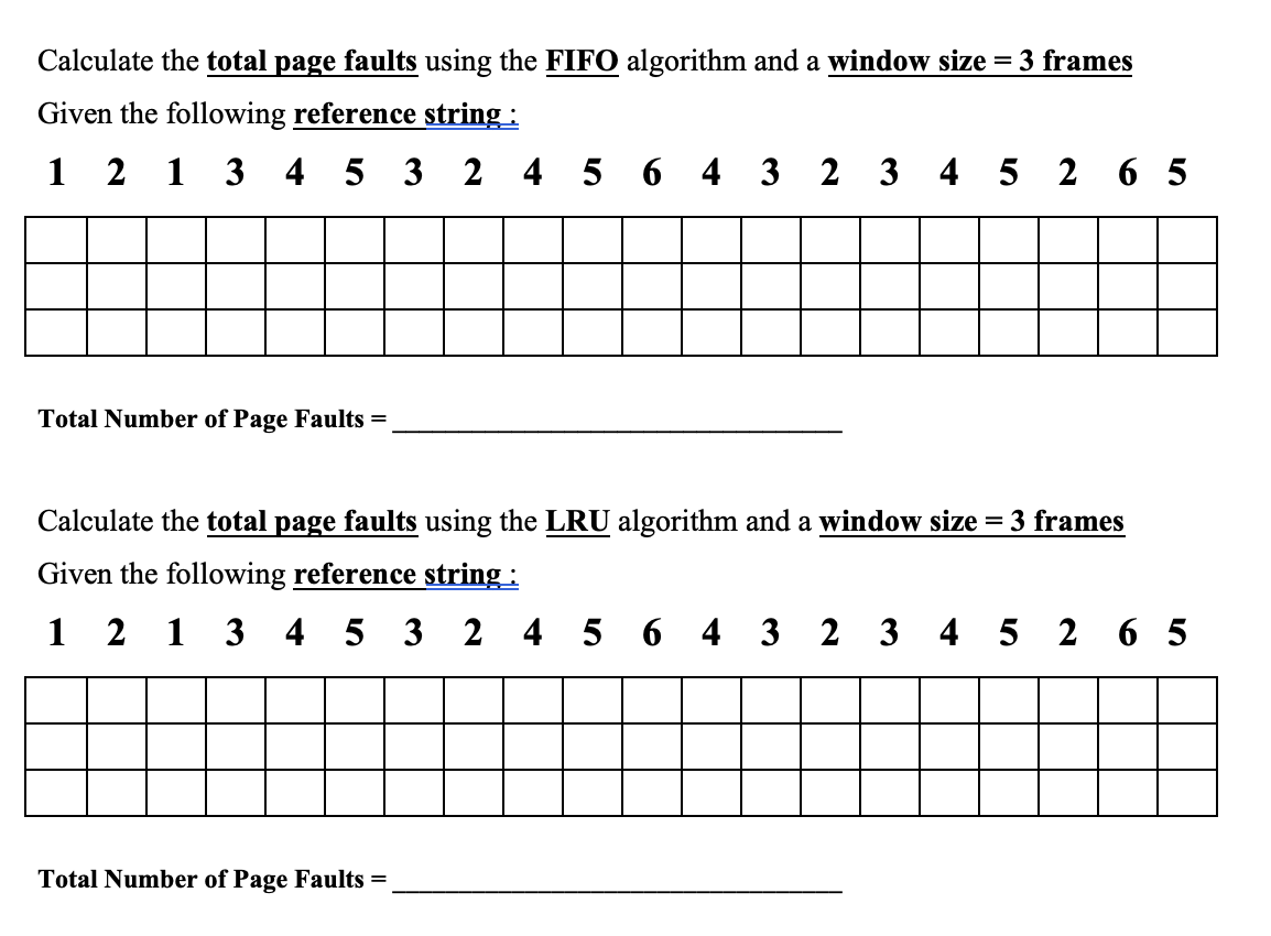 Solved Calculate the total page faults using the FIFO | Chegg.com