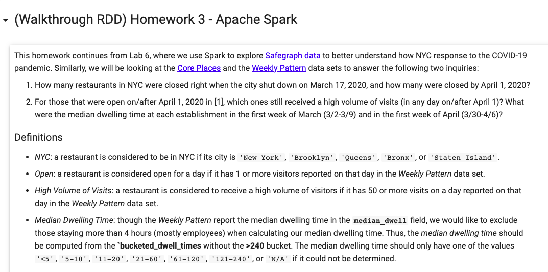 (Walkthrough RDD) Homework 3 - Apache Spark - This | Chegg.com