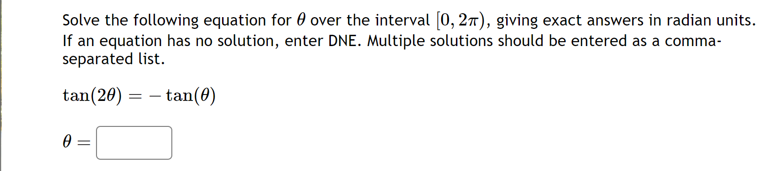 Solved Solve the following equation for θ ﻿over the interval | Chegg.com