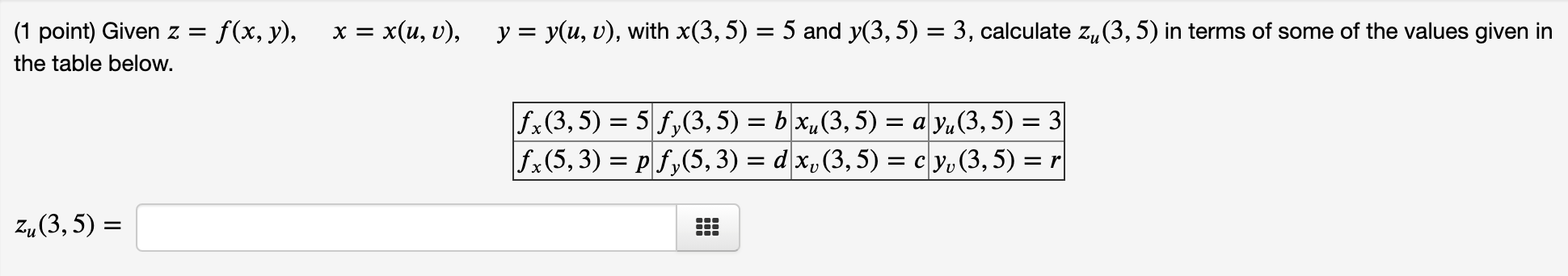 Solved Given 𝑧=𝑓(𝑥,𝑦),𝑥=𝑥(𝑢,𝑣),𝑦=𝑦(𝑢,𝑣), with | Chegg.com
