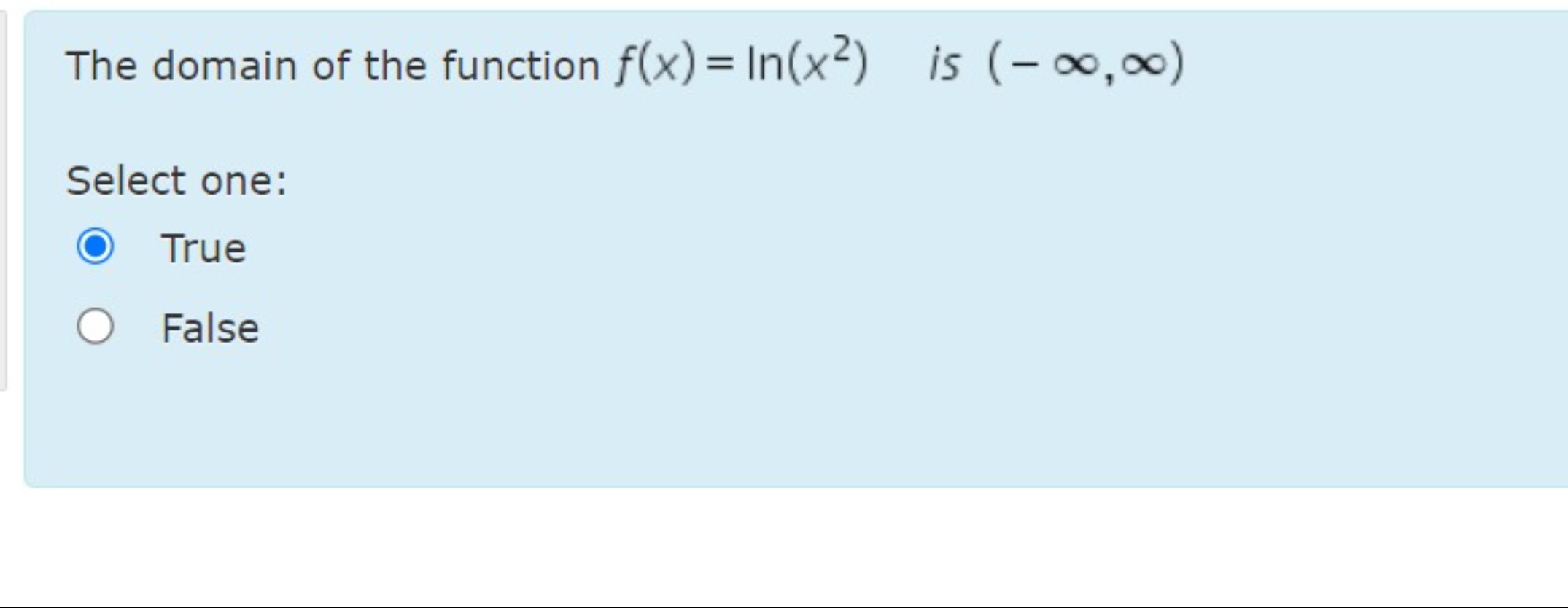 Solved The domain of the function f(x)=ln(x2), ﻿is | Chegg.com