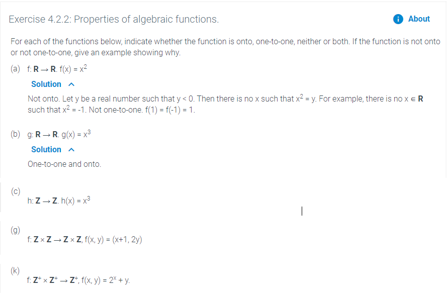 Solved Exercise 4.2.2: Properties of algebraic functions. | Chegg.com