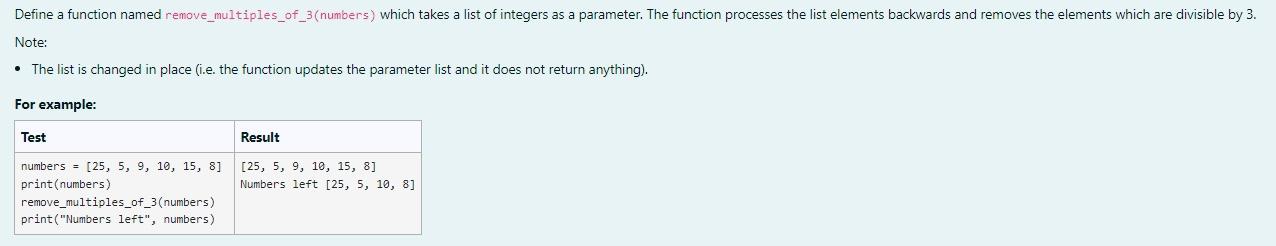 Solved Define a function named remove_multiples_of_3 | Chegg.com