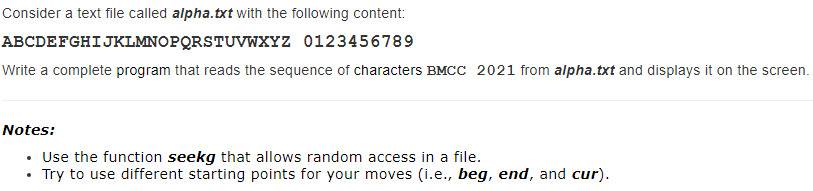 Solved Consider a text file called alpha.txt with the | Chegg.com