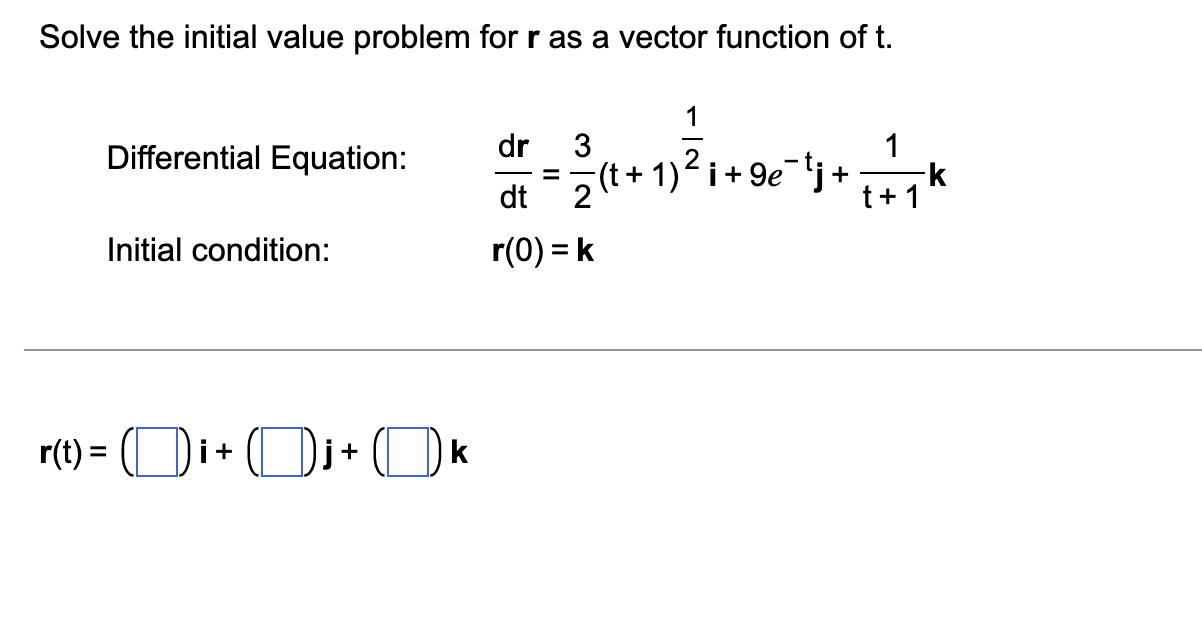 Solved Solve the initial value problem for r as a vector | Chegg.com
