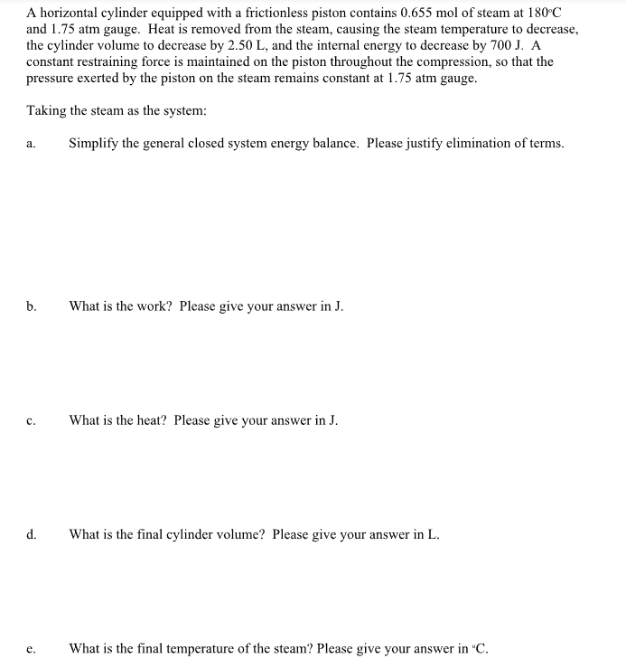 Solved A horizontal cylinder equipped with a frictionless | Chegg.com