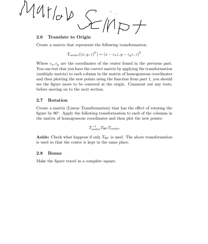 Matlab Script 2.1 Summary In this part, you will | Chegg.com