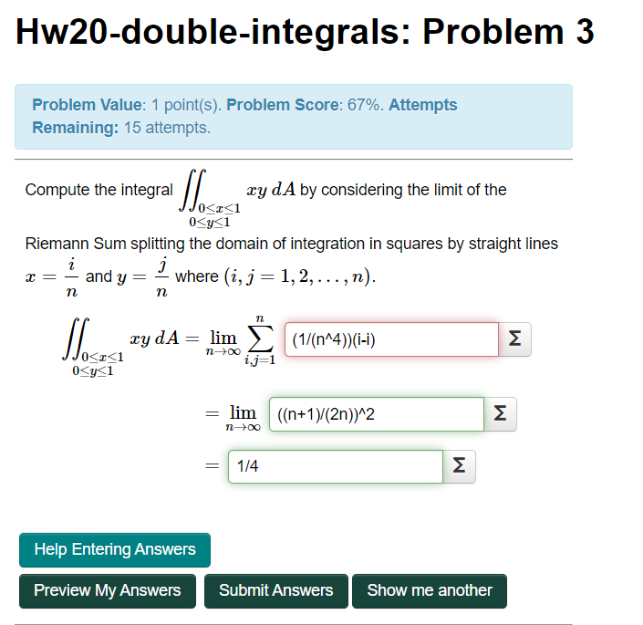 Solved Hw20-double-integrals: Problem 3 Problem Value: 1 | Chegg.com