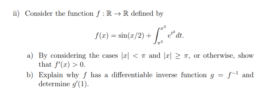 Solved ii) Consider the function f:R + R defined by $(x) = | Chegg.com