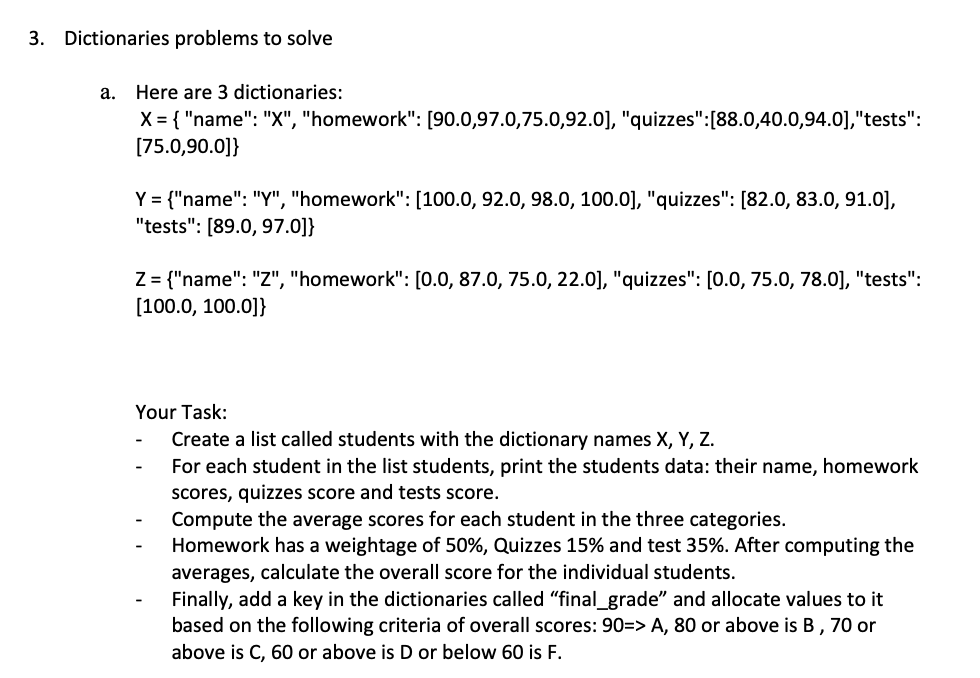 Solved Dictionaries Problems To Solve A Here Are 3