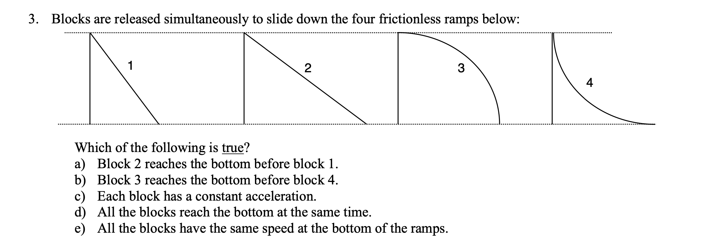 Solved Blocks are released simultaneously to slide down the | Chegg.com