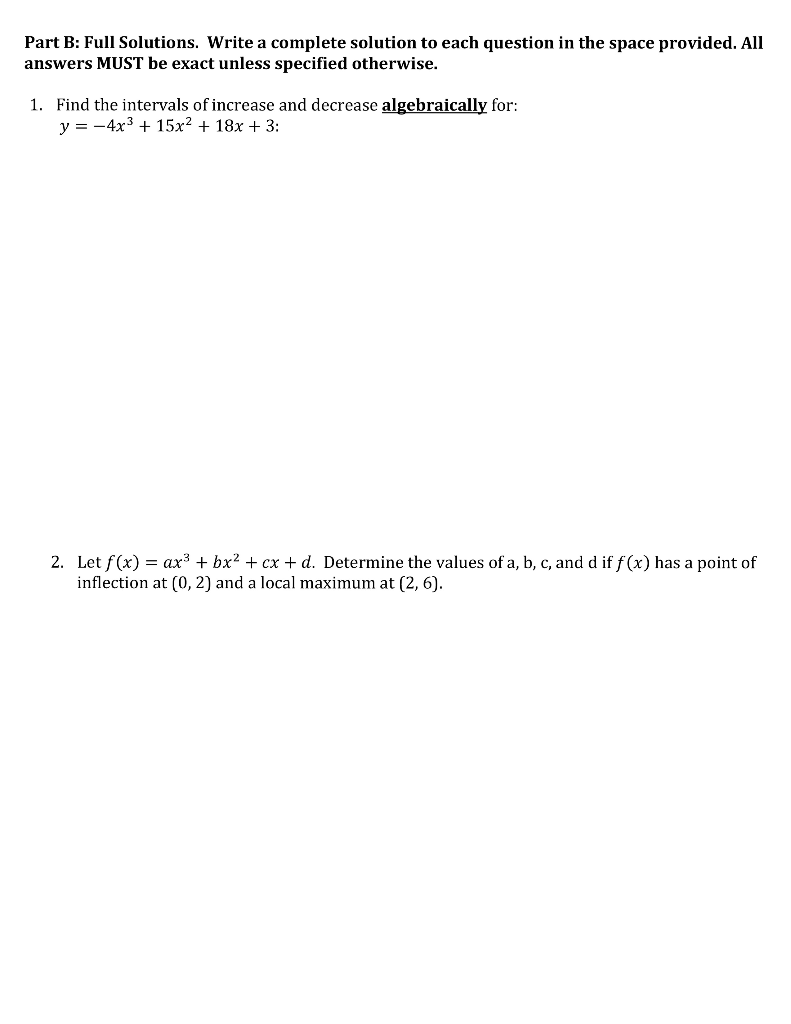 Solved Part B: Full Solutions. Write a complete solution to | Chegg.com