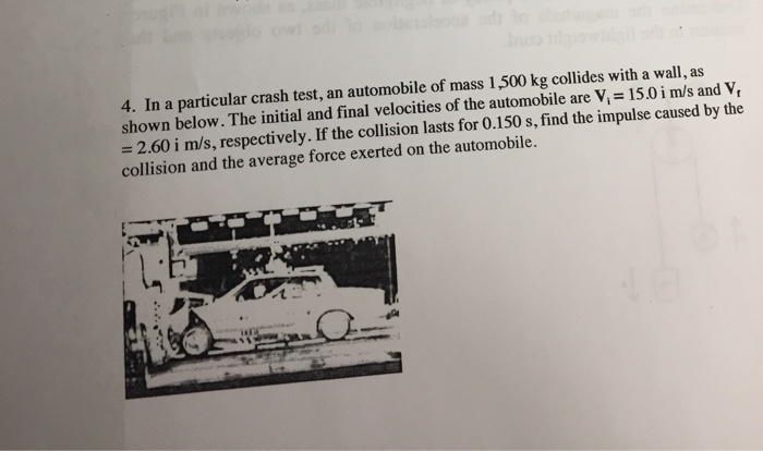 Solved In a particular crash test, an automobile of mass 1, | Chegg.com