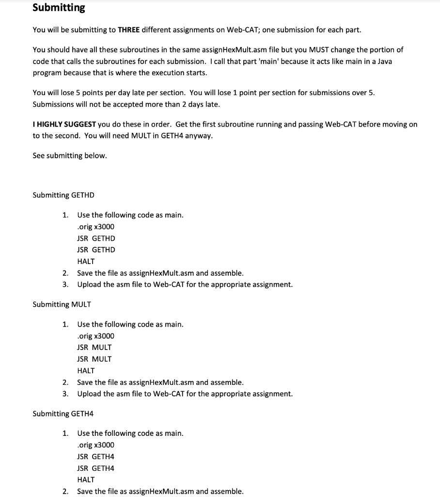 Solved LC3 Programming Assignment - Hexadecimal Input and | Chegg.com