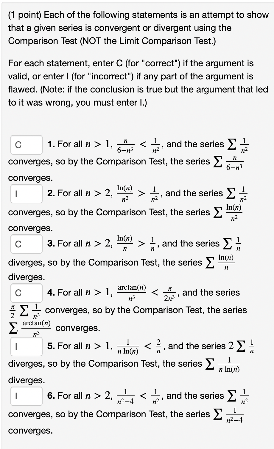Solved (1 ﻿point) ﻿Each of the following statements is an | Chegg.com