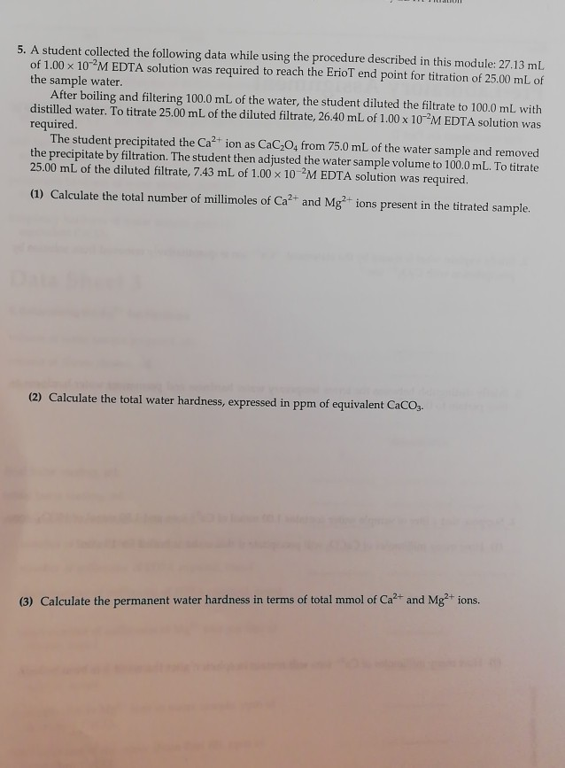 5. A student collected the following data while using | Chegg.com